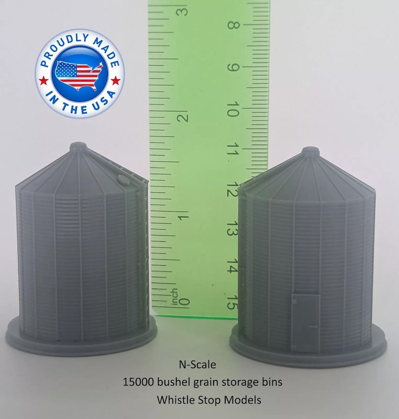 N Scale 15,000 Bushel Grain Bins Set of 2 - Etsy