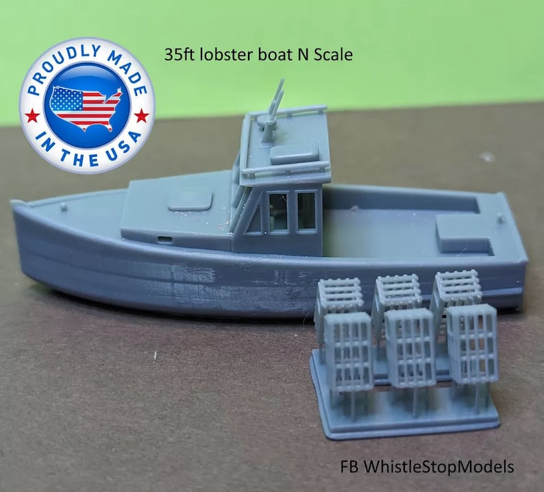 N Scale 1/160 (1) Lobster Boat and (6) Traps| Whistle Stop Models - Etsy