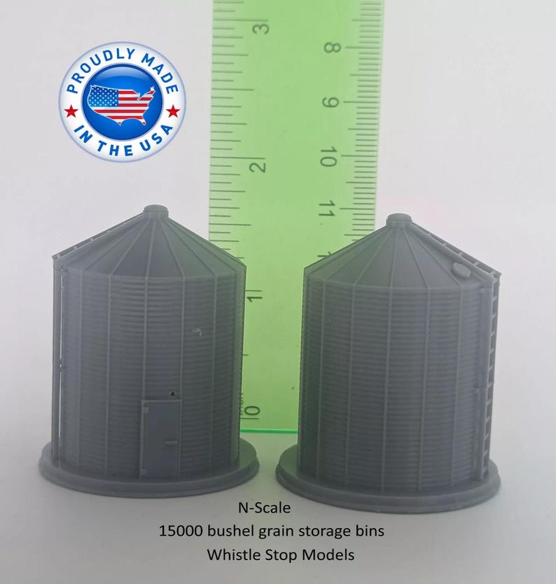 N Scale 15,000 Bushel Grain Bins Set of 2 - Etsy