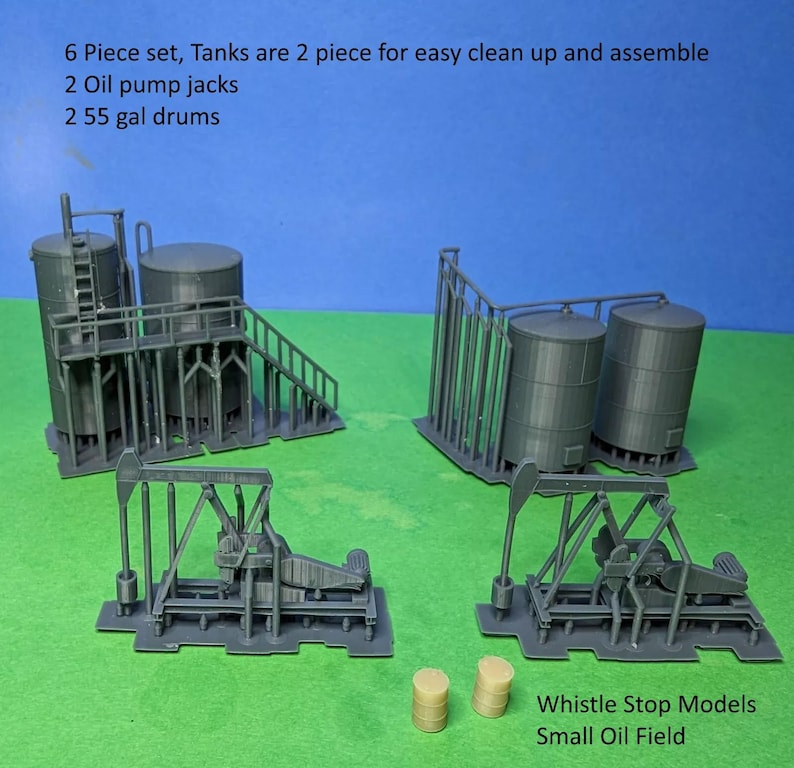 HO Scale 1/87 Small Oil Field Setup (4) Tank With (2) Storage Tanks (2 ...