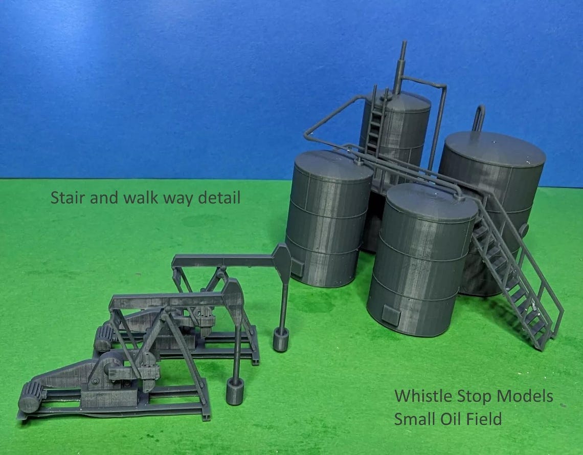 HO Scale 1/87 Small Oil Field Setup (4) Tank With (2) Storage Tanks (2 ...