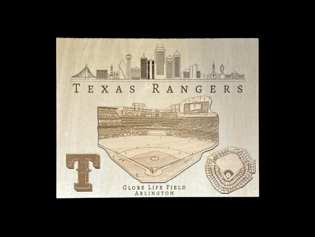 Dallas Skyline and Globe Life Field - Texas Rangers Stadium Custom ...