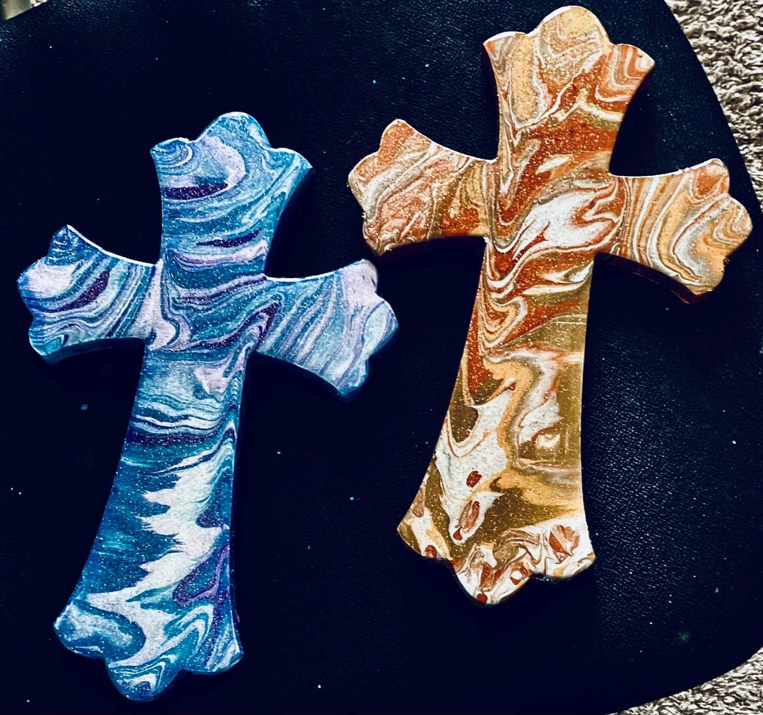 Acrylic Pour Wooden Resin Crosses - Etsy