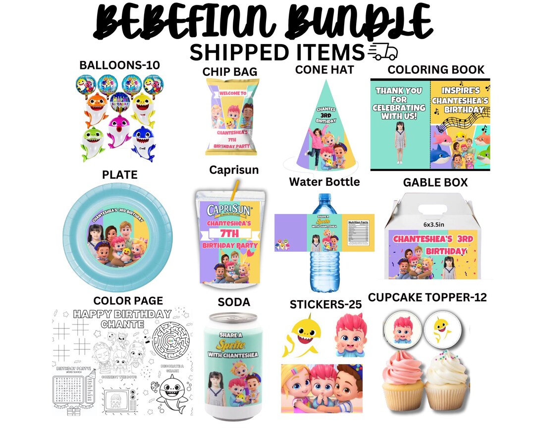 Bebefinn Birthday Party Bundle | Bebefinn Party Pack | Shark Party ...