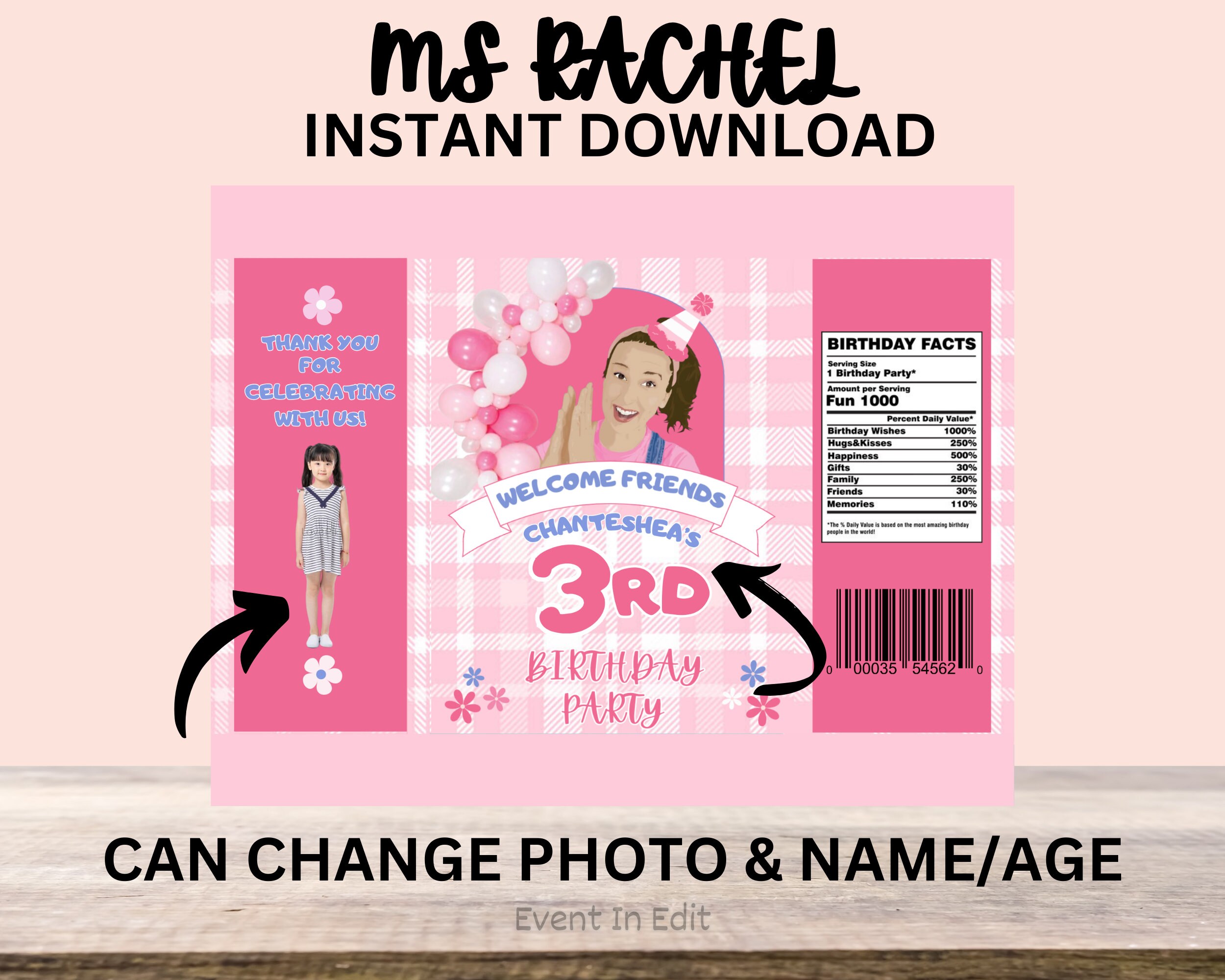 Ms Rachel Birthday Party Chip Bag Ms Rachel Theme Party Decor Miss ...