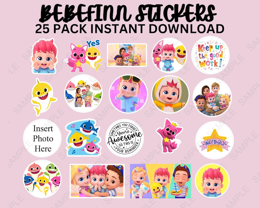 Bebefinn Stickers | Shark Print on Demand Decal | Finn Party Favor ...