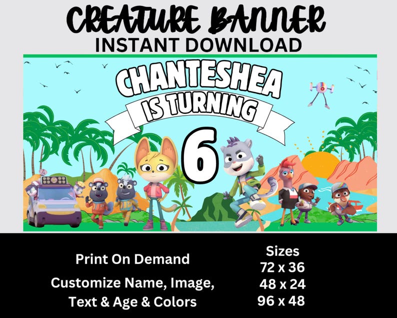 Creature Cases Birthday Party Banner | Agent Sam and Kit Corner ...