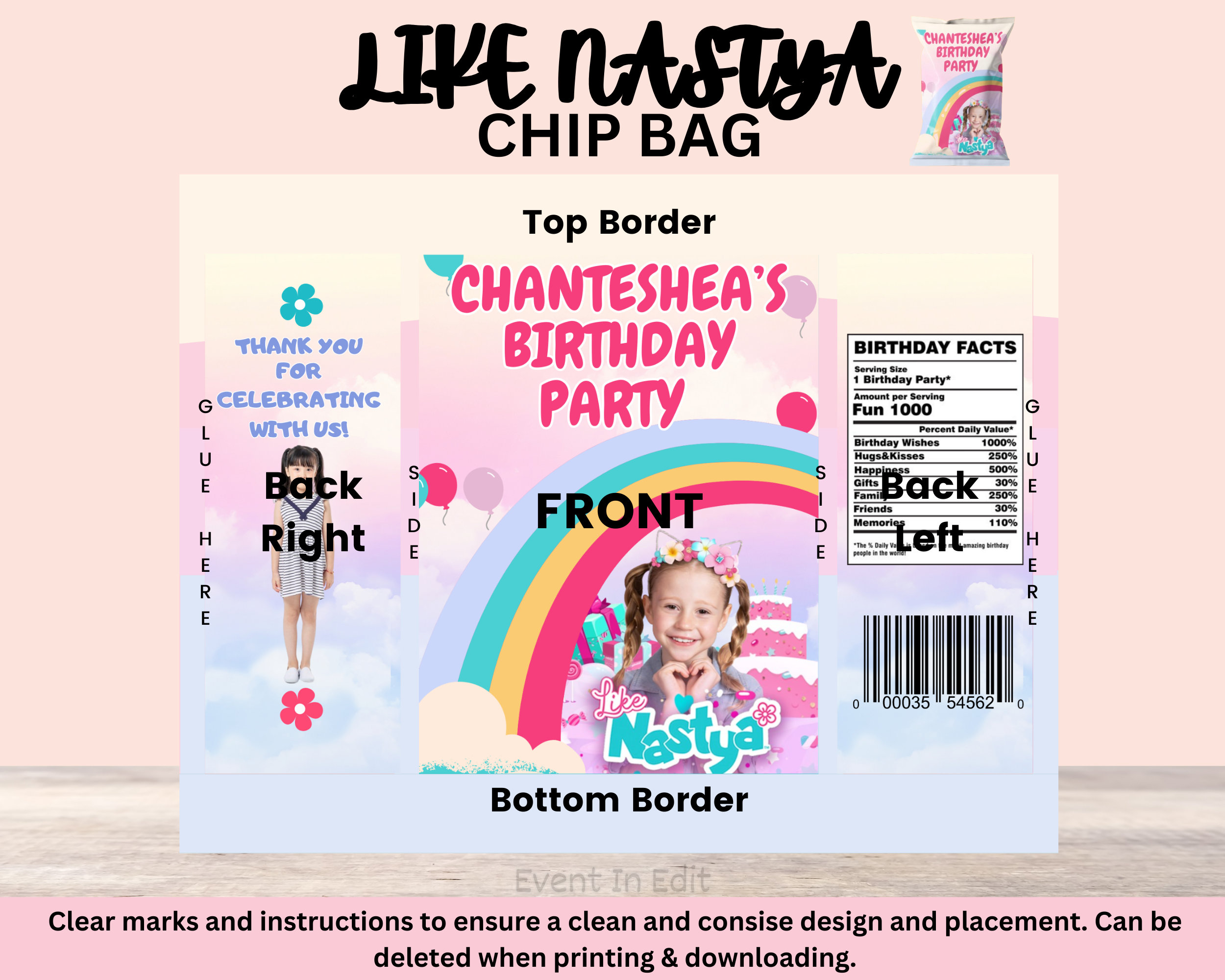 Like Nastya Birthday Party Bundle | Nastya Party Pack | Kid Youtuber ...