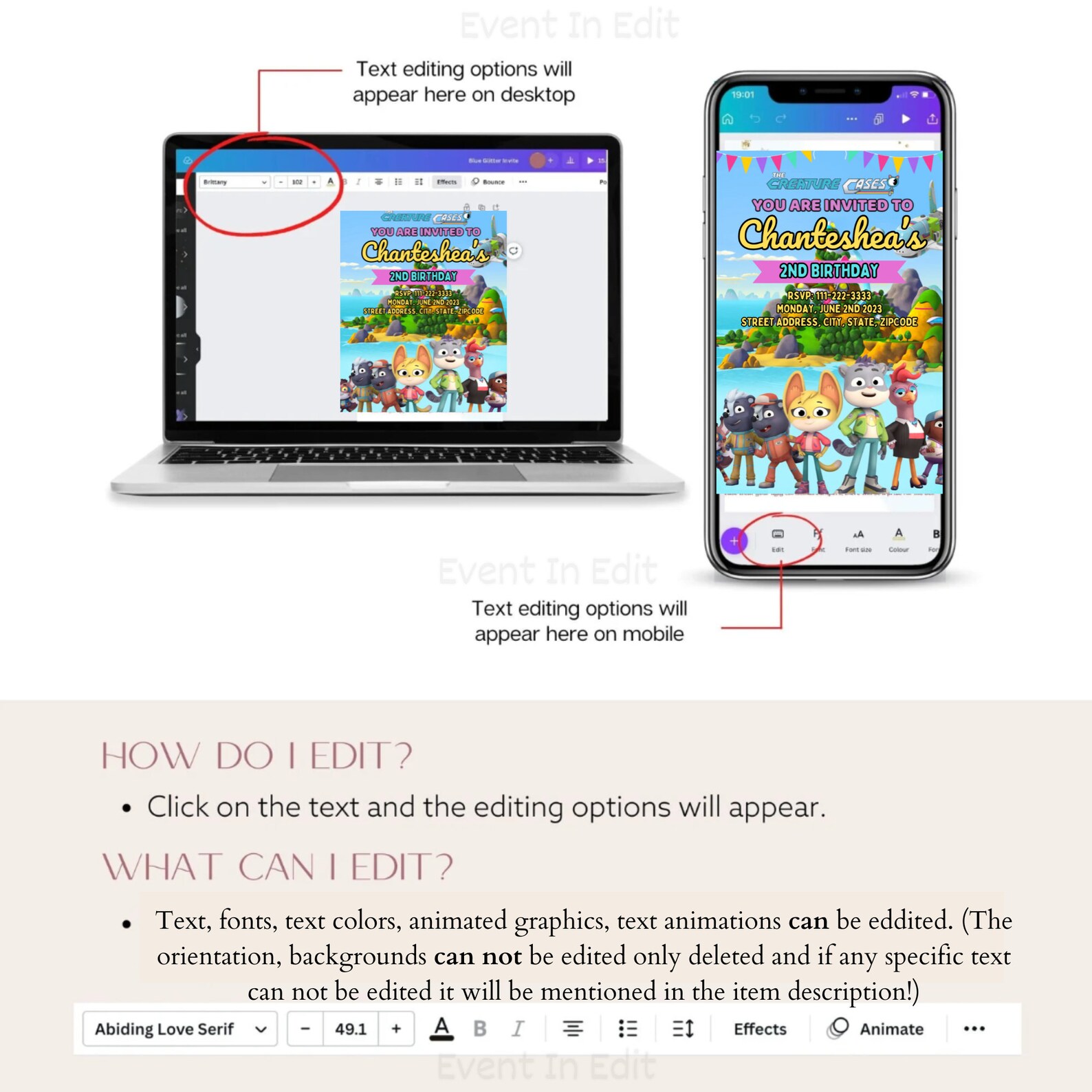 Creature Cases Birthday Party Invitation | Custom Kid Show Invite ...