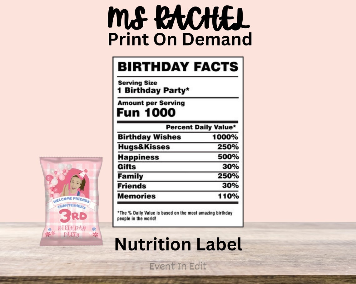 Ms Rachel Birthday Party Chip Bag | Ms Rachel Theme Snack Pouch | Miss ...