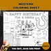 Western Birthday Party Coloring Placemat | Rodeo Color Activity Sheet ...