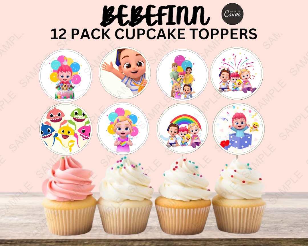 Bebefinn Birthday Party Cupcake Toppers | Kid Shark TV Show Dessert ...