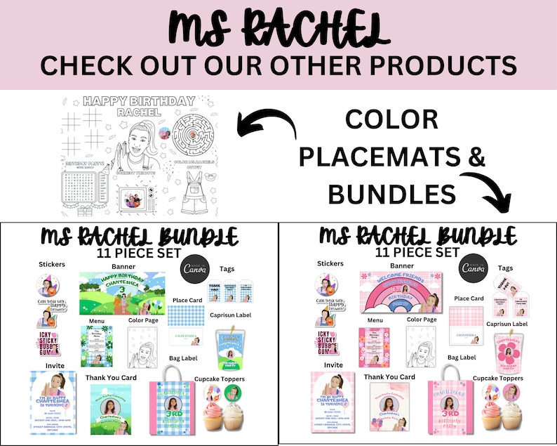 Ms Rachel Birthday Party Coloring Page | Editable Miss Rachel Placemat ...