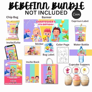 Bebefinn Birthday Party Banner | Printable Shark Backdrop | Baby Boy ...