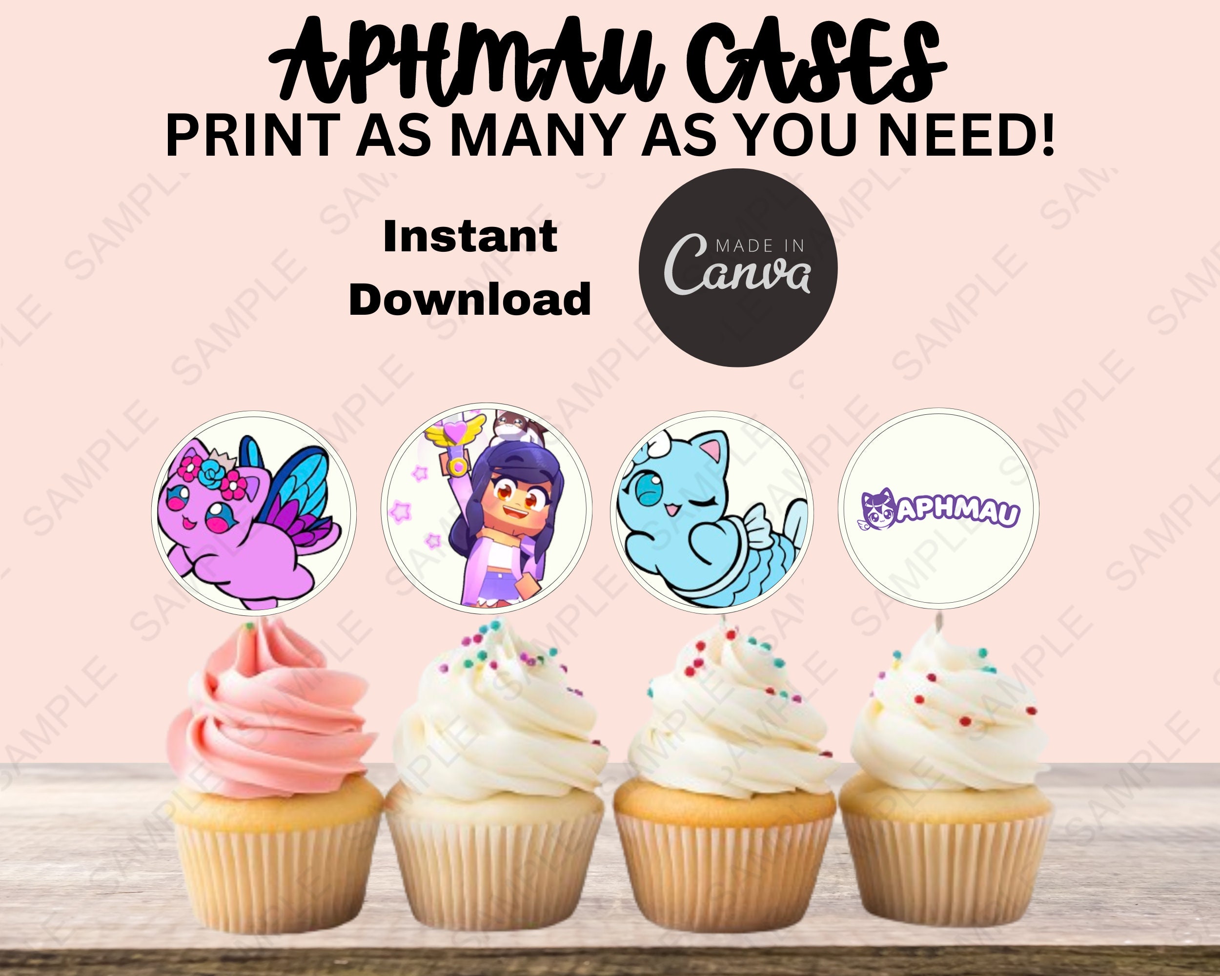 Aphmau Birthday Party Cupcake Toppers | Kawaii Kitties Party Favor ...