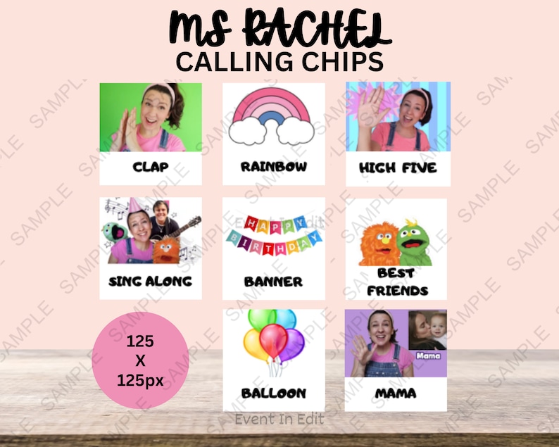 Ms Rachel Birthday Party Bingo | Printable Songs for Littles Table Game ...