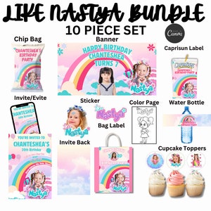 Like Nastya Birthday Party Bundle | Nastya Party Pack | Kid Youtuber ...