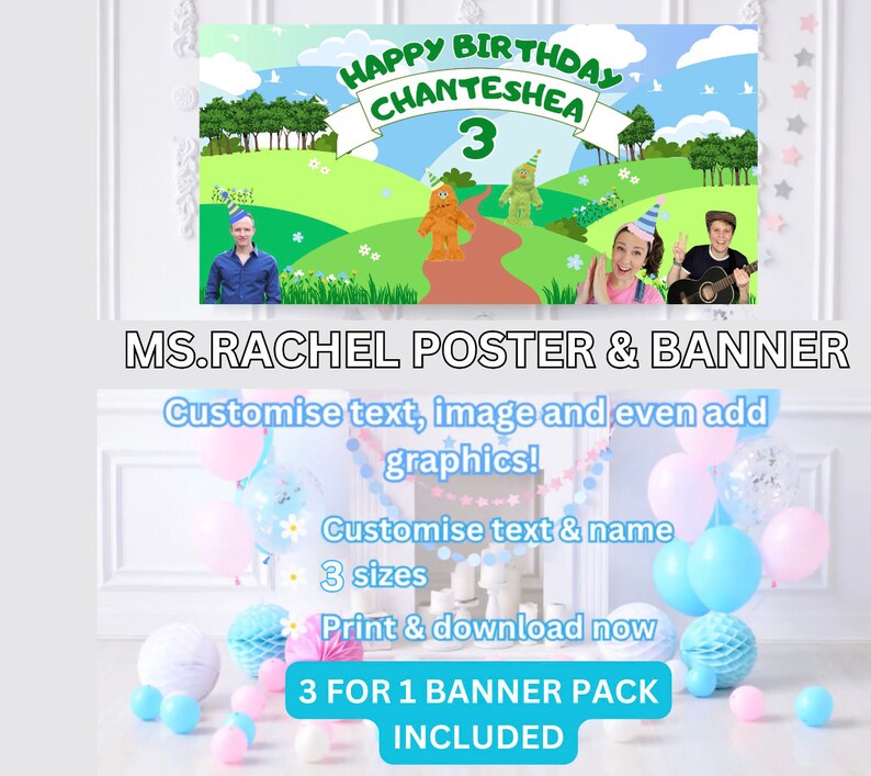 Ms Rachel Birthday Banner Ms Rachel Party Decorations Ms Rachel Poster ...