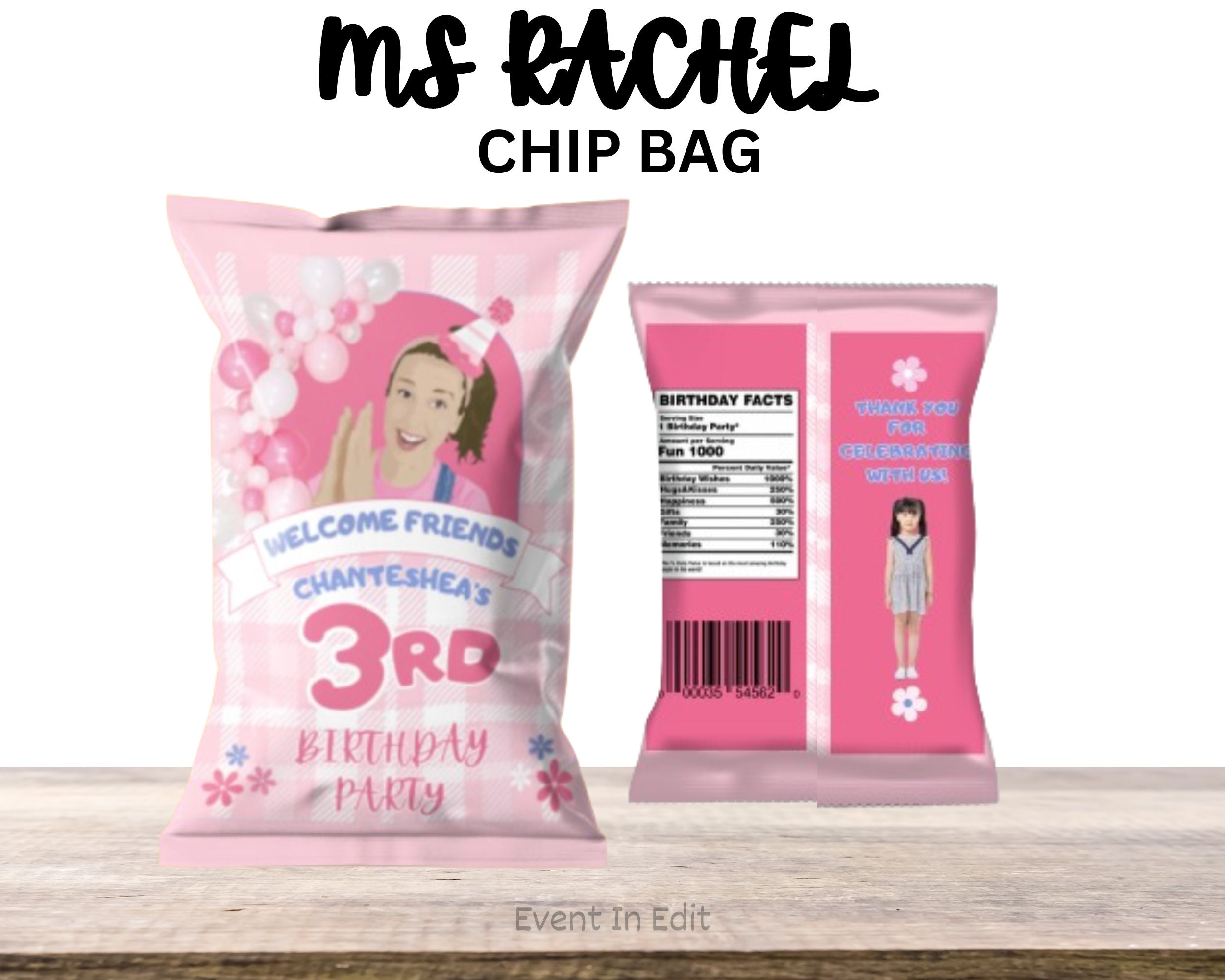 Ms Rachel Birthday Party Chip Bag | Ms Rachel Theme Snack Pouch | Miss ...