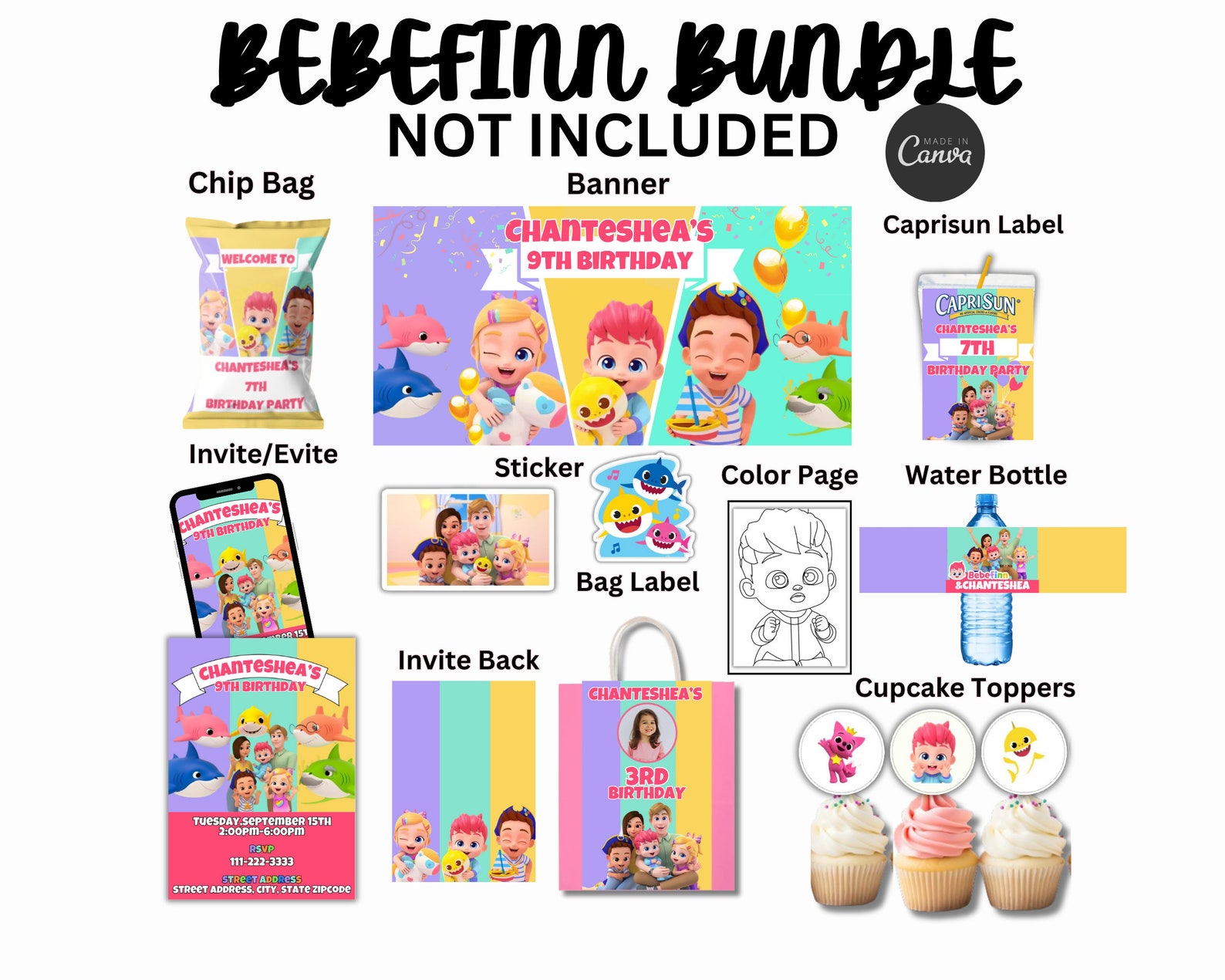Bebefinn Coloring Birthday Party Placemat | Shark Activity Sheet | Kids ...