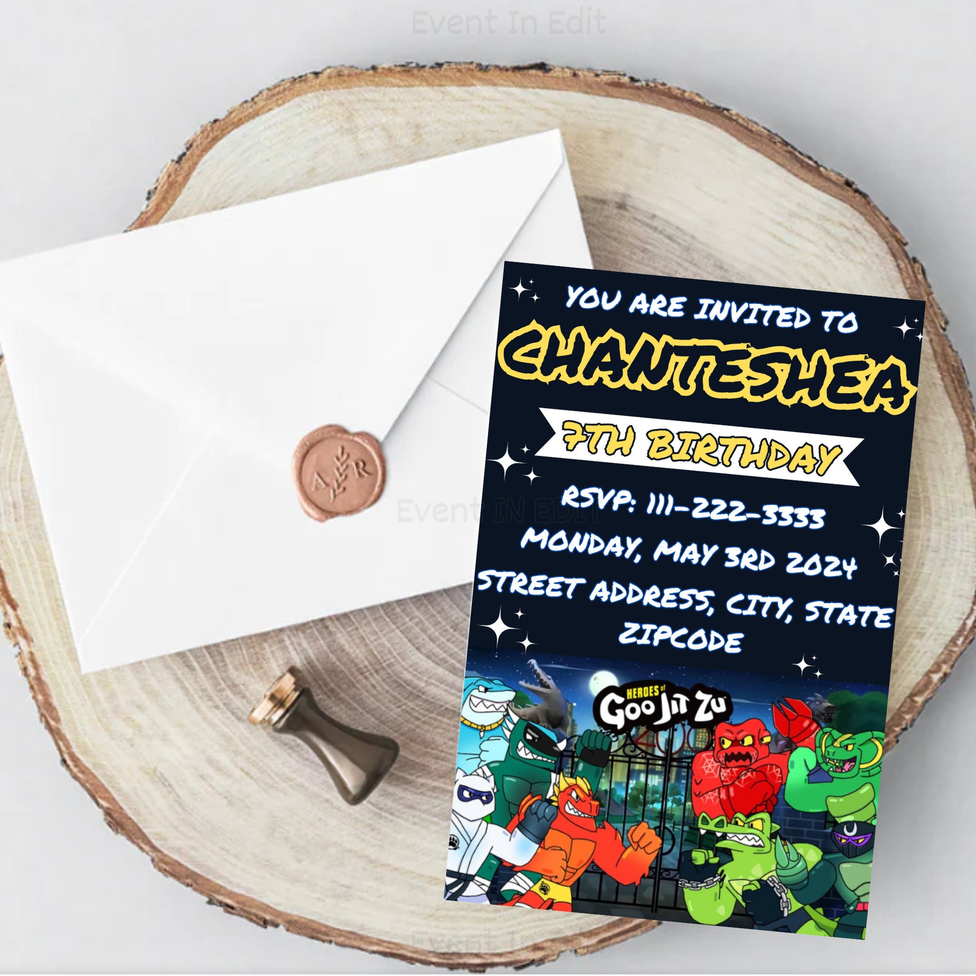 Goo Jit Zu Birthday Party Invitation | Editable the Heroes of Goo Jit ...