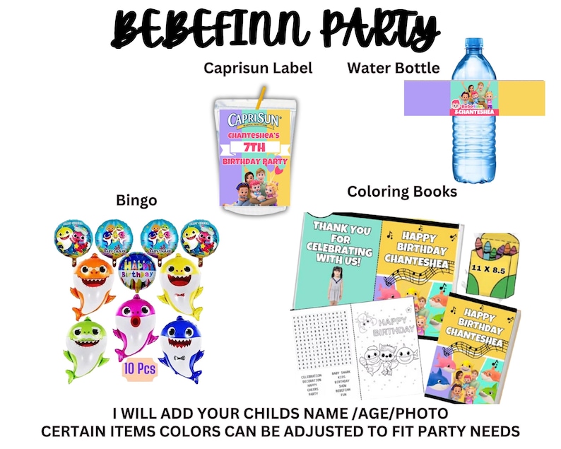 Bebefinn Birthday Party Bundle | Bebefinn Party Pack | Shark Party ...