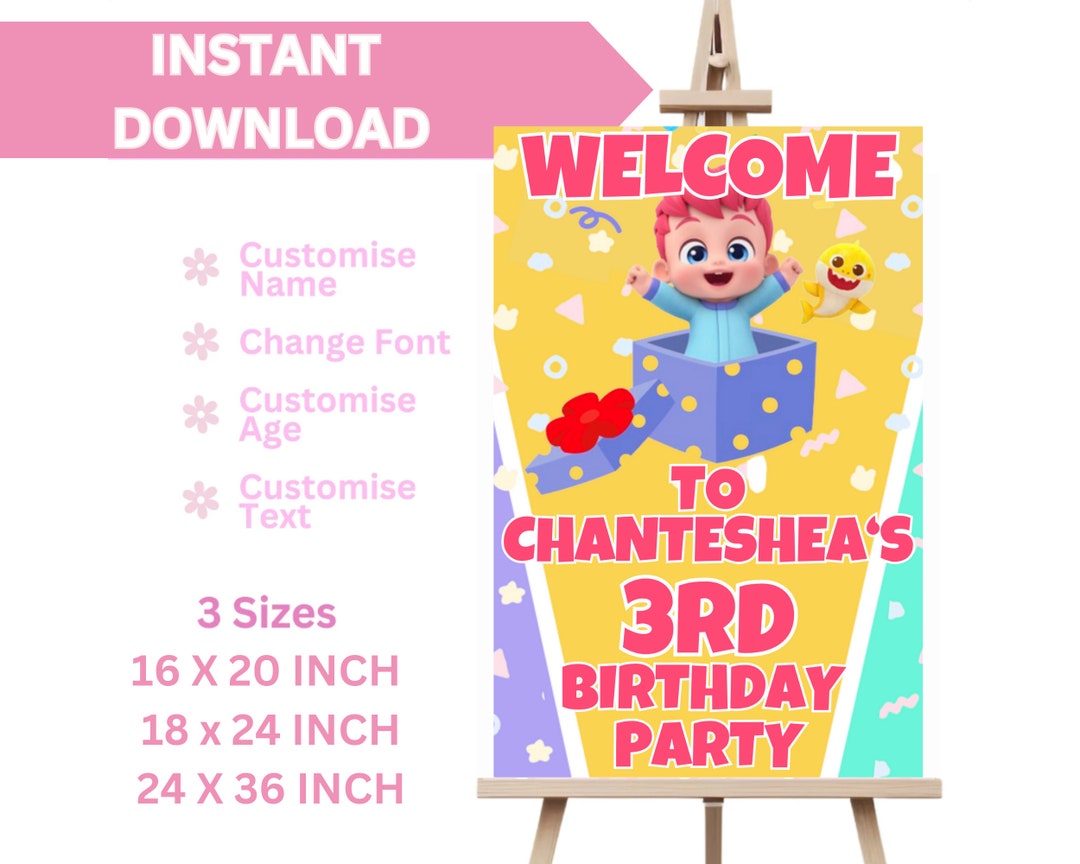 Bebefinn Birthday Party Welcome Sign | Shark Entrance Poster | Bebefinn ...