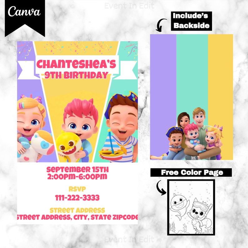 Bebefinn Birthday Party Invitation | Editable Shark Invite | Bebefinn ...