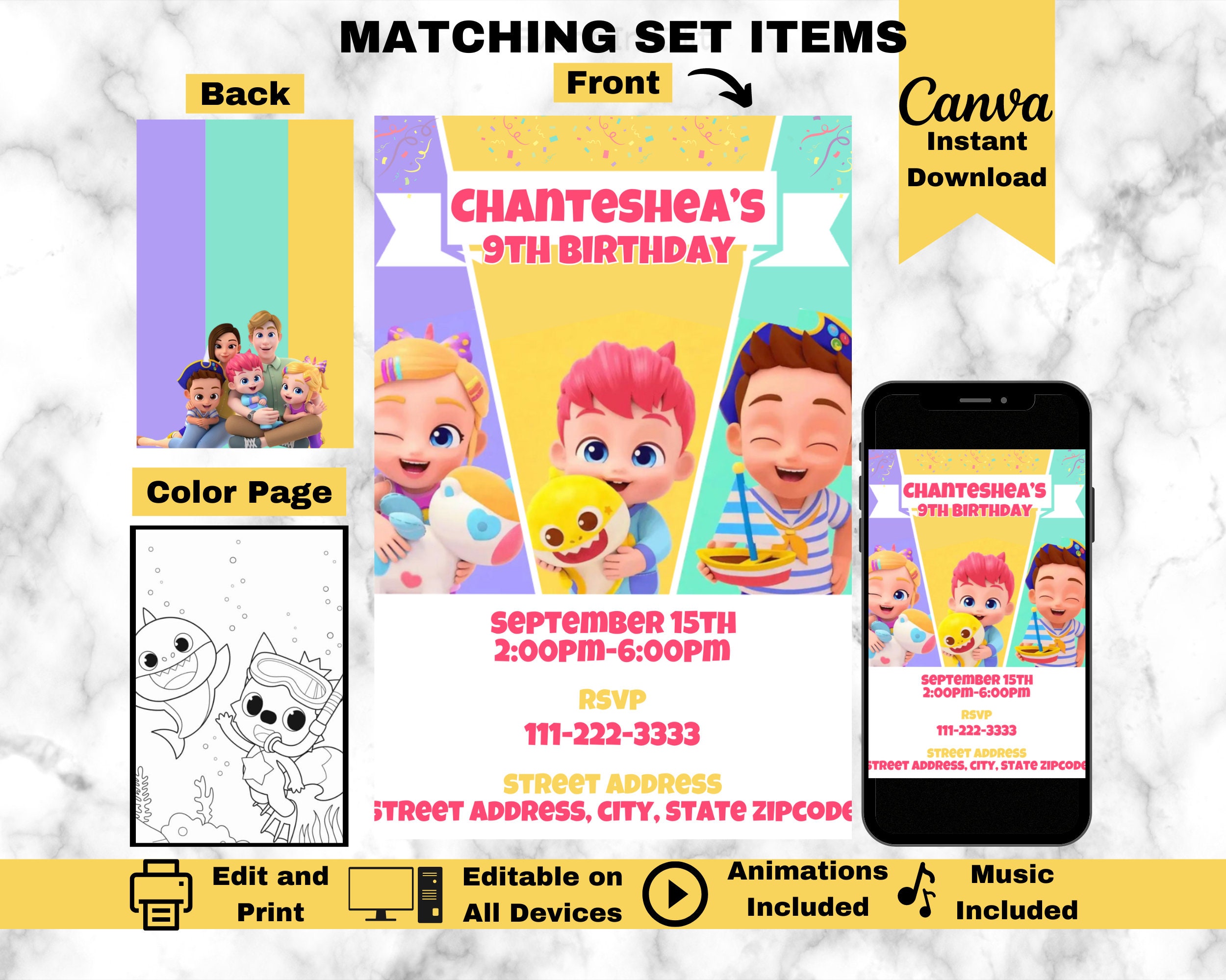 Bebefinn Birthday Party Banner | Printable Shark Backdrop | Baby Boy ...