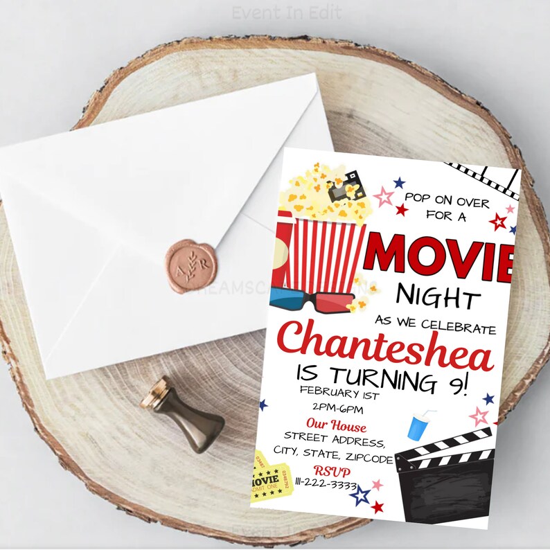 Movie Theater Birthday Party Invitation | Editable Film Invite | Drive ...