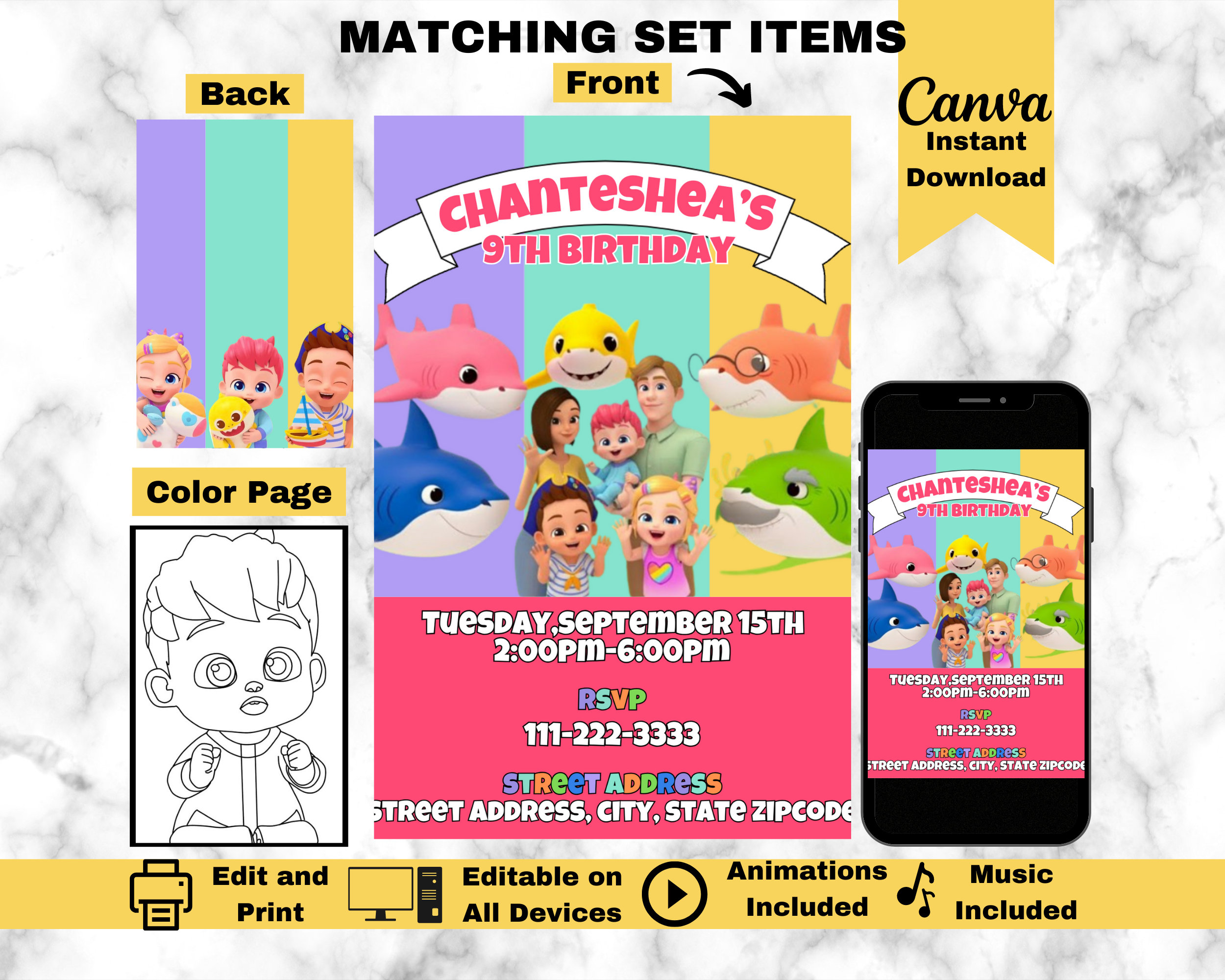 Bebefinn Birthday Party Bundle | Bebefinn Party Pack | Shark Party ...