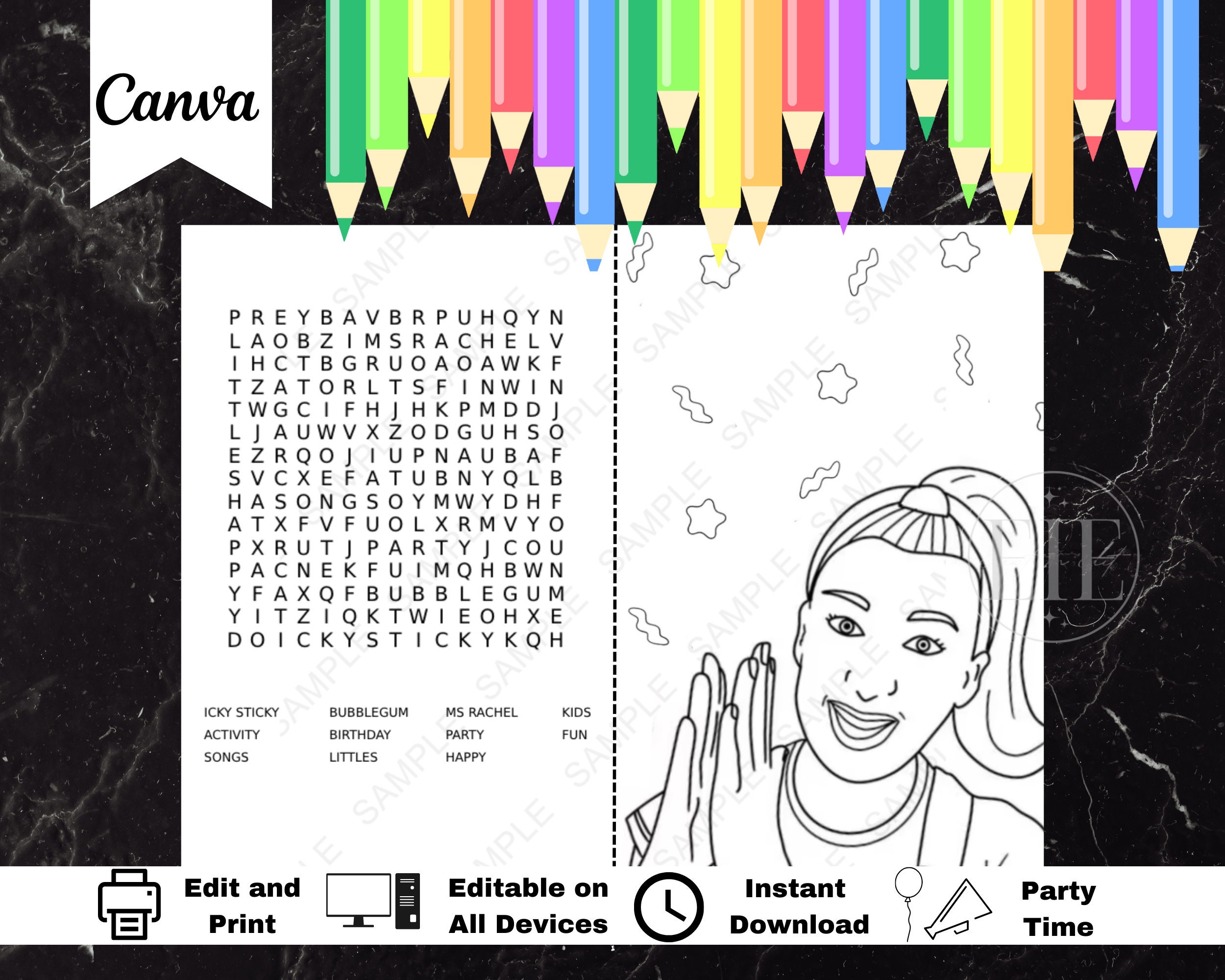Ms Rachel Coloring Book | Ms Rachel Birthday Party Placemat| Miss ...