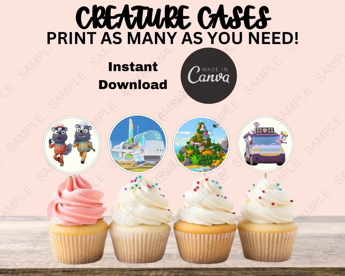Creature Cases Birthday Party Cupcake Toppers | Animal Show Party Favor ...