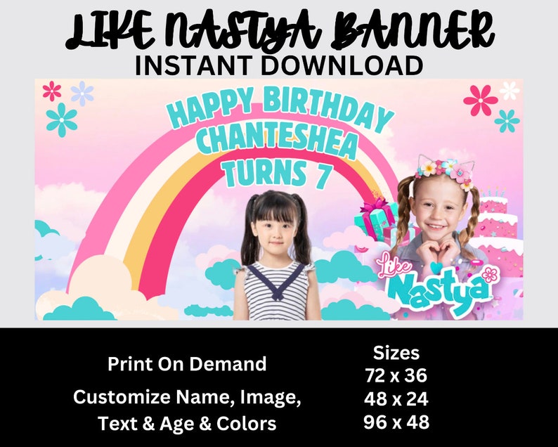 Like Nastya Birthday Party Bundle | Nastya Party Pack | Kid Youtuber ...