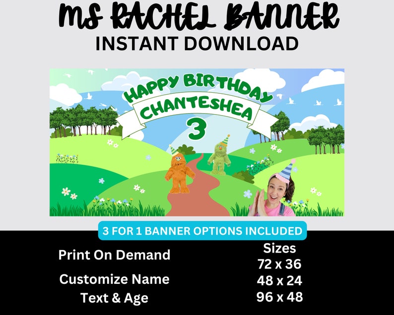 Ms Rachel Birthday Banner Ms Rachel Party Decorations Ms Rachel Poster ...