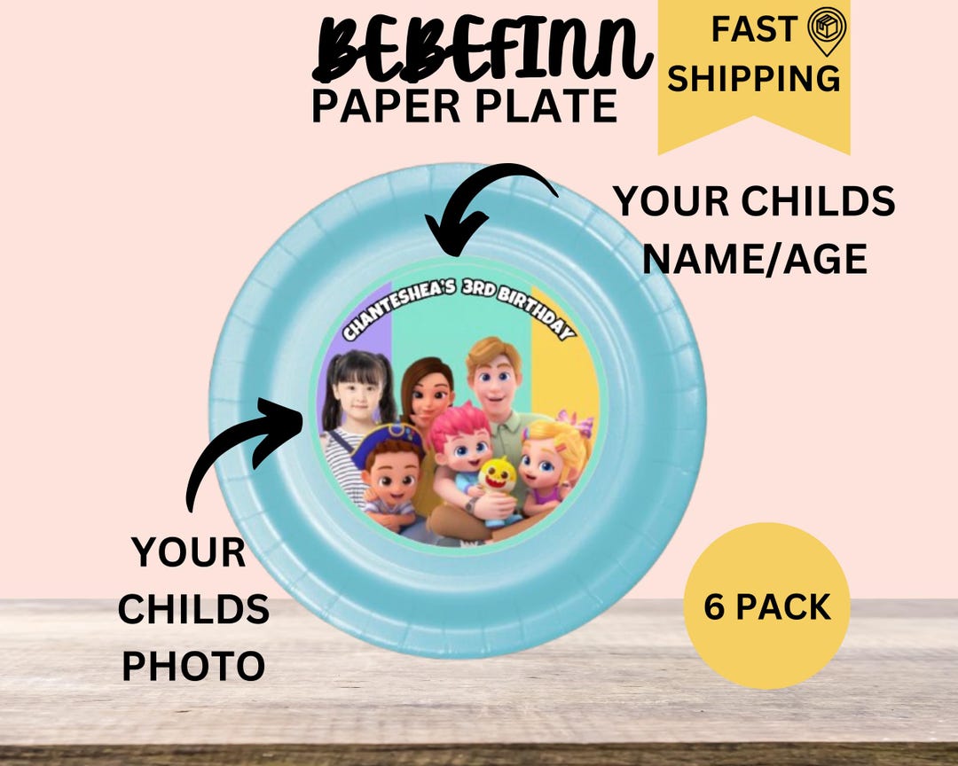 Bebefinn Birthday Party Plate Insert | Shark Paper Plate | Custom Finn ...