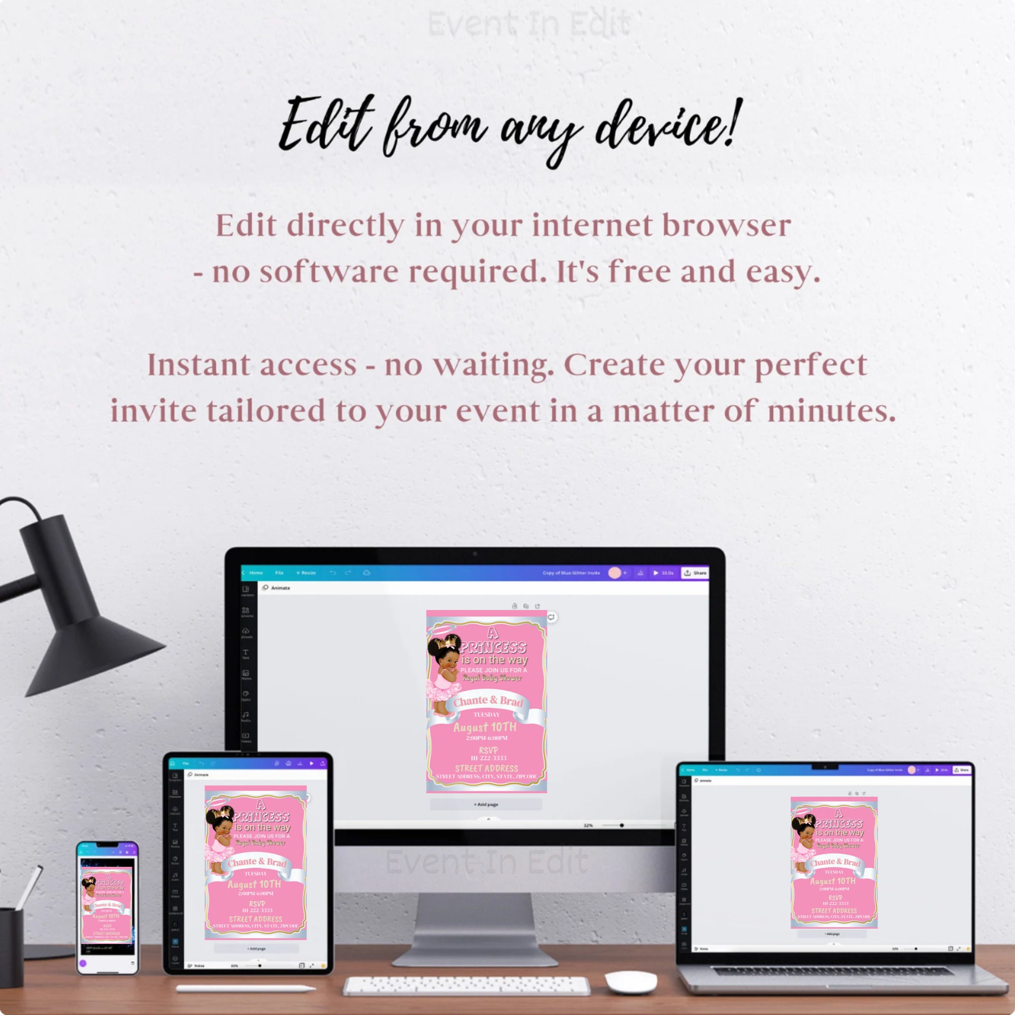 Princess Baby Shower Invitation | Its A Girl Invite | Little Queen ...