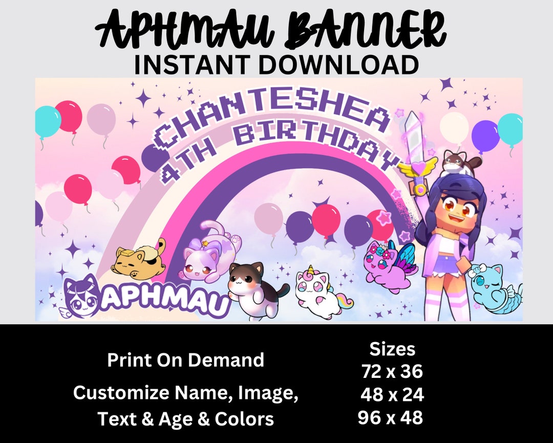 Aphmau Birthday Party Banner | Aphmau Gamer Backdrop | Kids Kitties ...