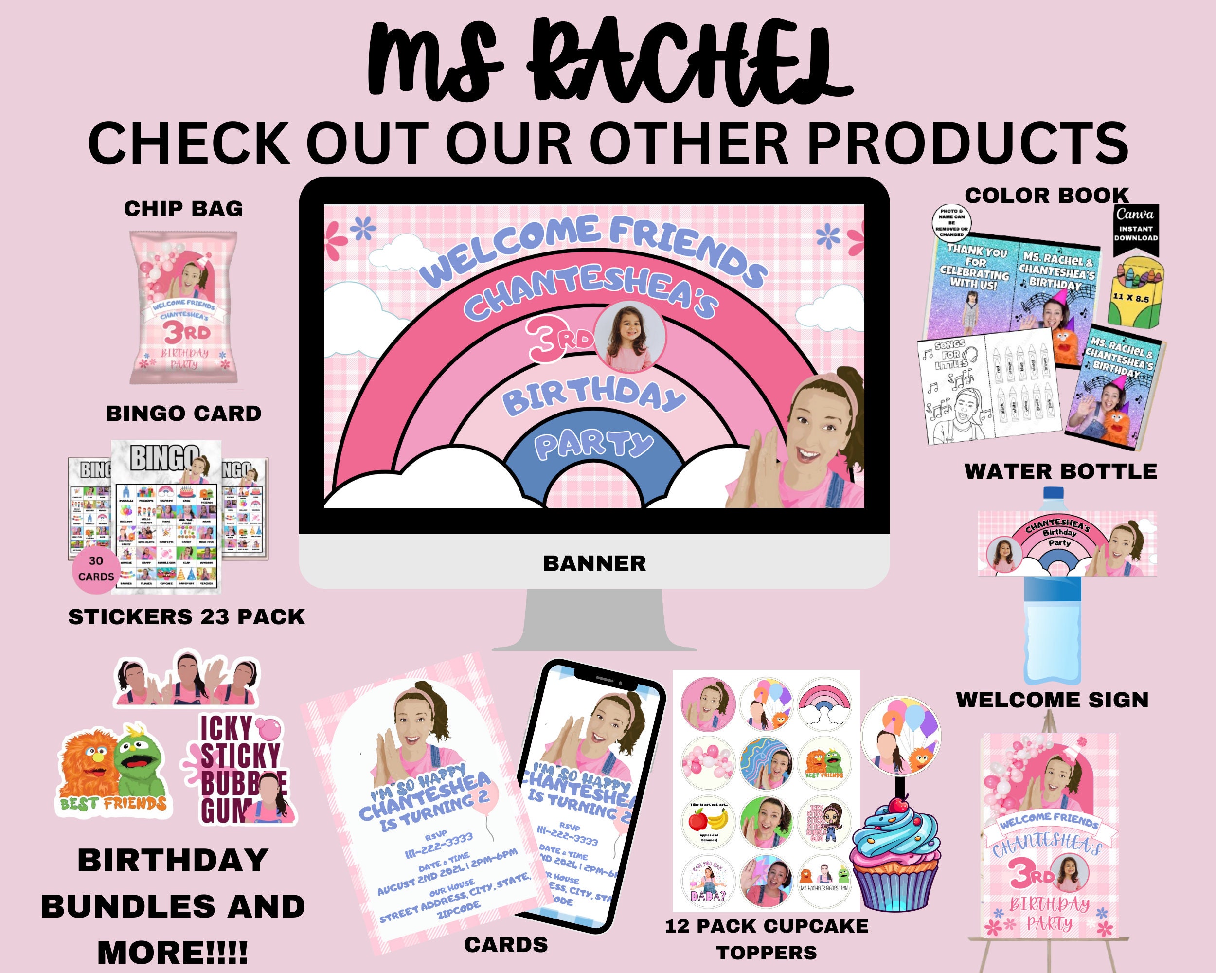 Ms Rachel Birthday Party Chip Bag | Ms Rachel Theme Snack Pouch | Miss ...
