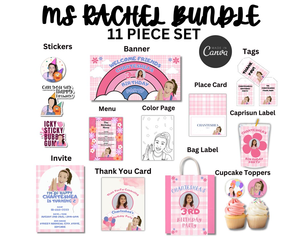 Ms Rachel Birthday Party Bundle | Miss Rachel Party Pack | Rachel Party ...