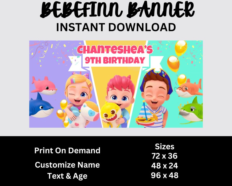 Bebefinn Birthday Party Bundle | Bebefinn Party Pack | Shark Party ...
