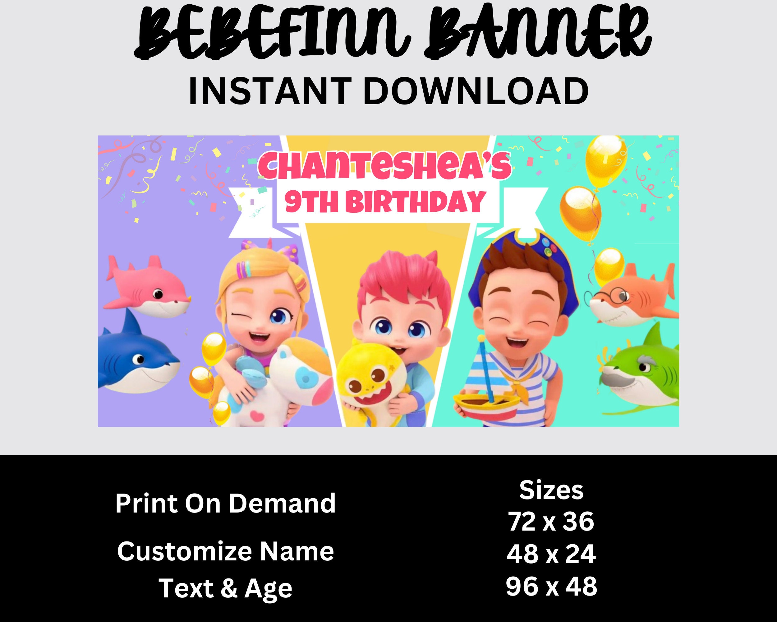 Bebefinn Birthday Party Bundle | Bebefinn Party Pack | Shark Party ...
