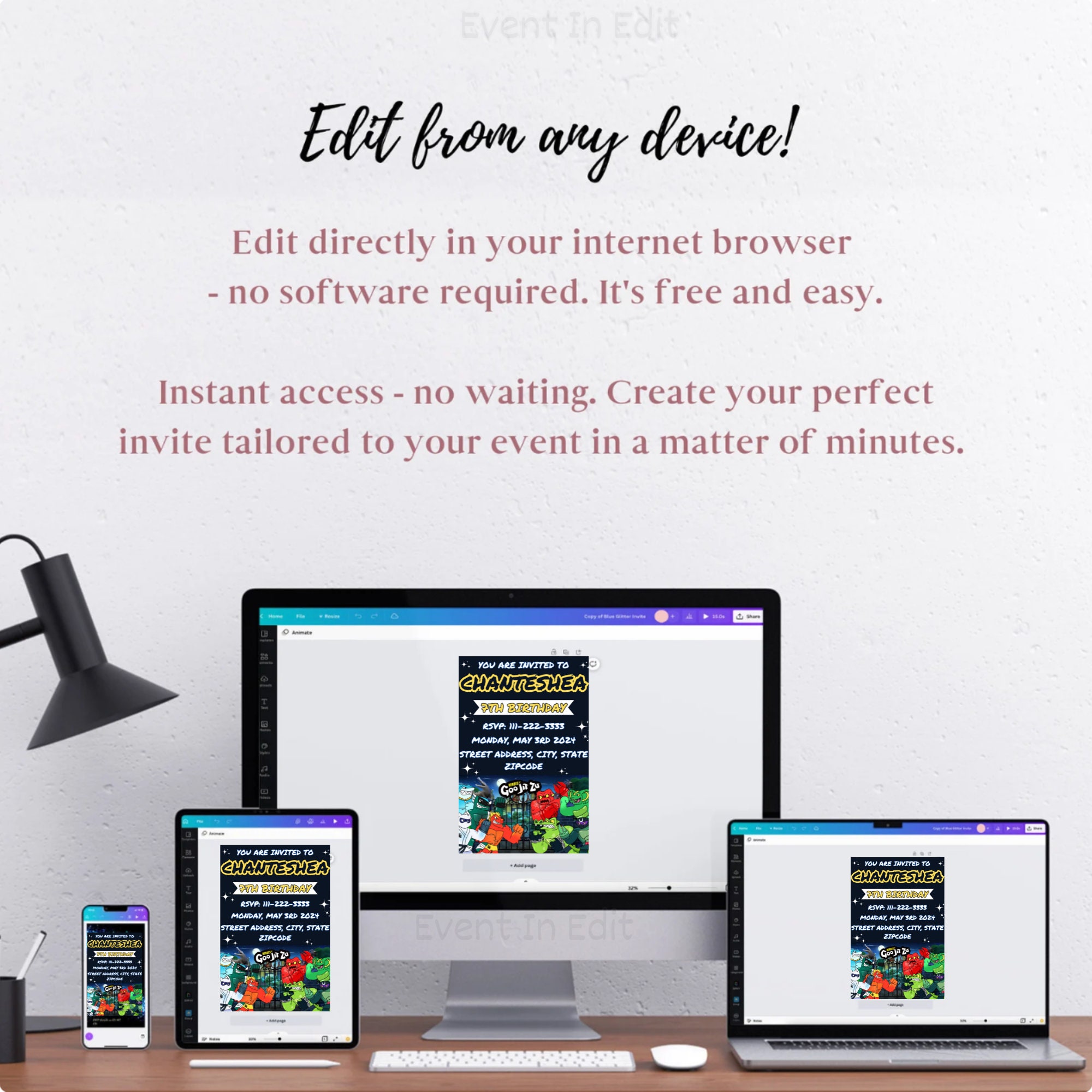 Goo Jit Zu Birthday Party Invitation | Editable the Heroes of Goo Jit ...