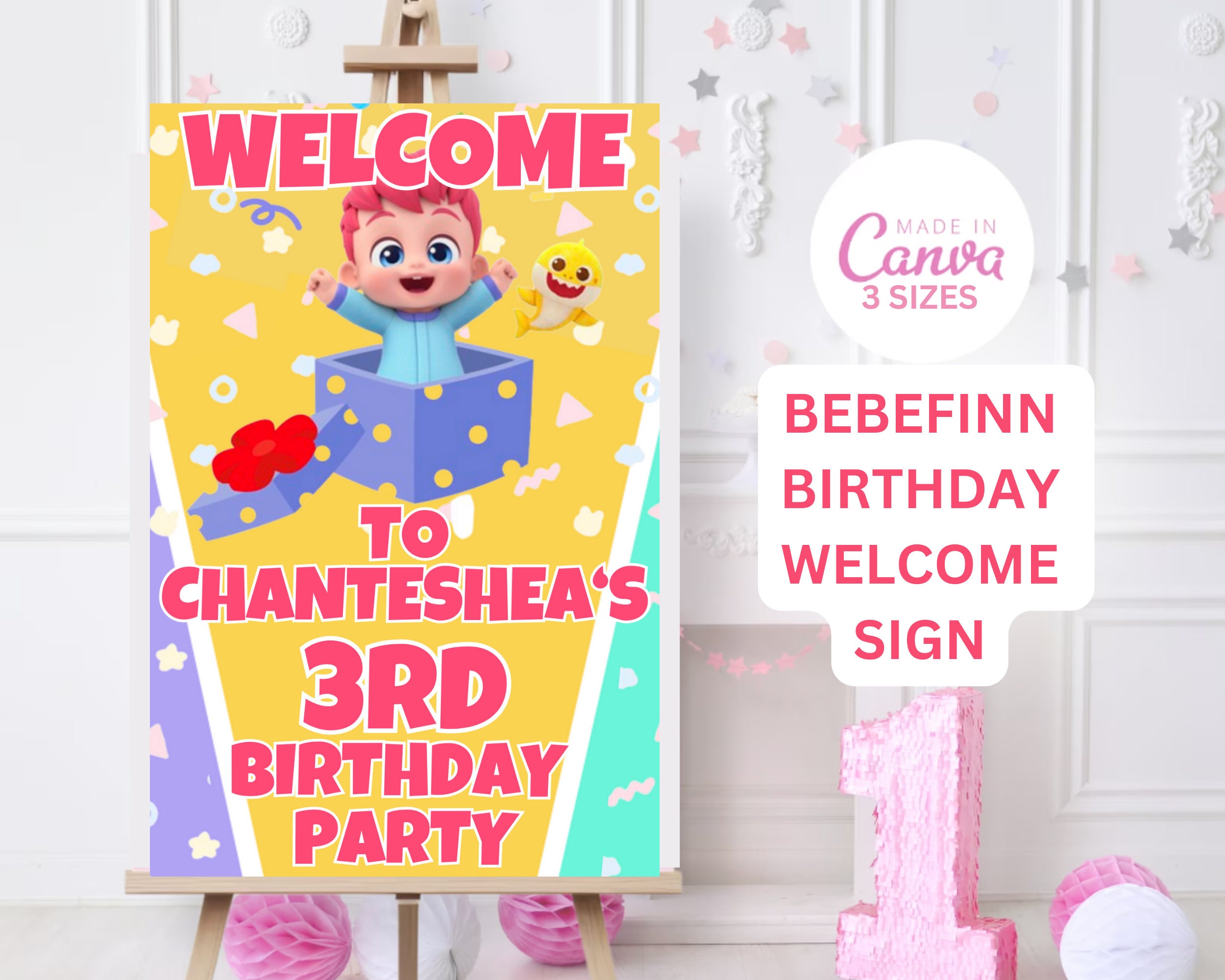 Bebefinn Birthday Party Welcome Sign | Shark Entrance Poster | Bebefinn ...