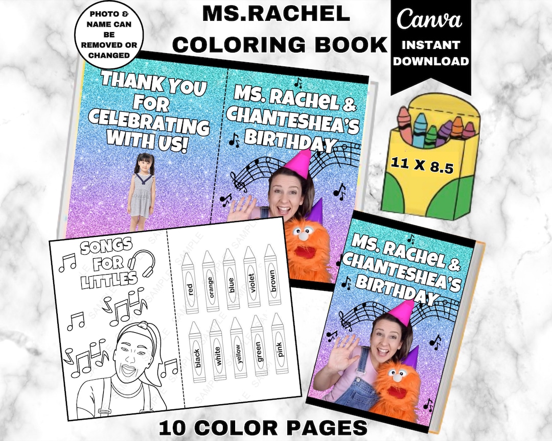 Ms Rachel Coloring Book | Ms Rachel Birthday Party Placemat| Miss ...