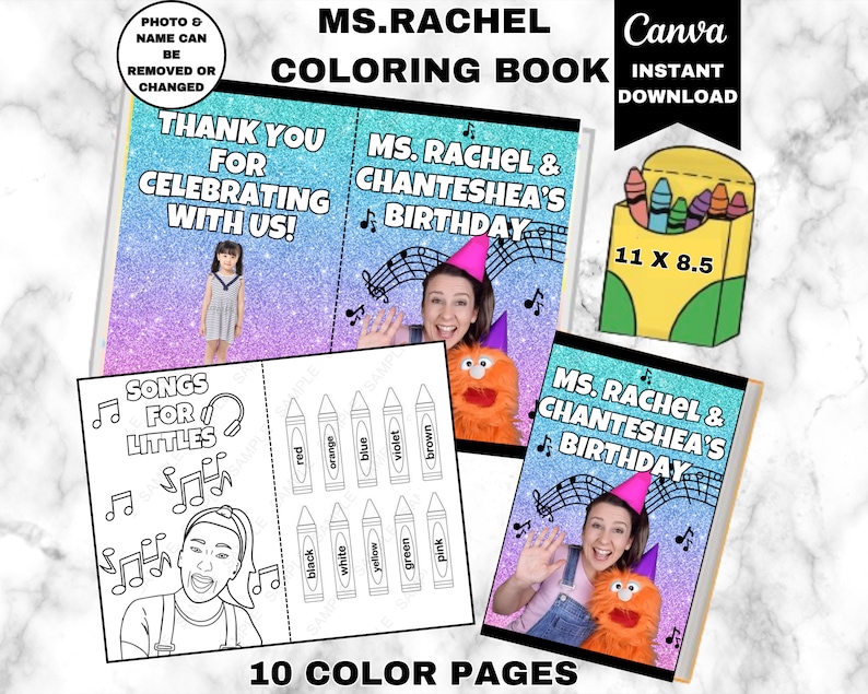 Ms Rachel Coloring Book | Ms Rachel Birthday Party Placemat| Miss ...