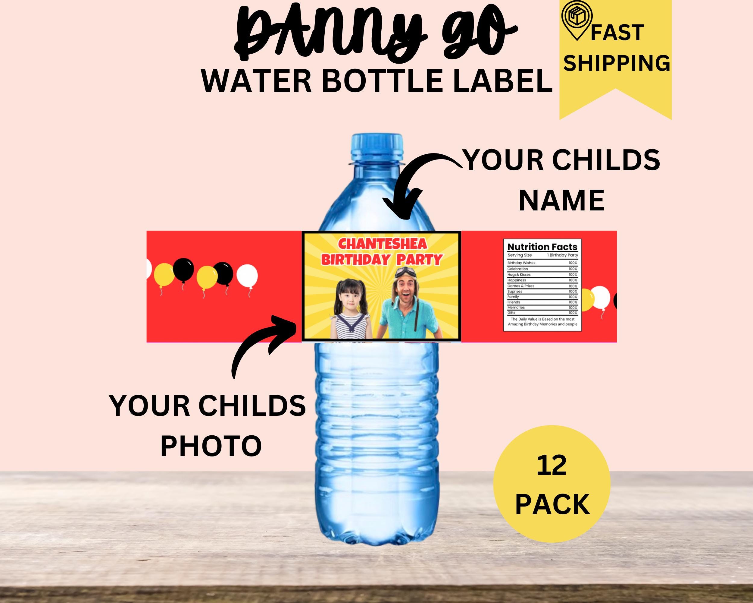 Danny Go Birthday Party Water Bottle Label | Danny Drink Wrapper ...
