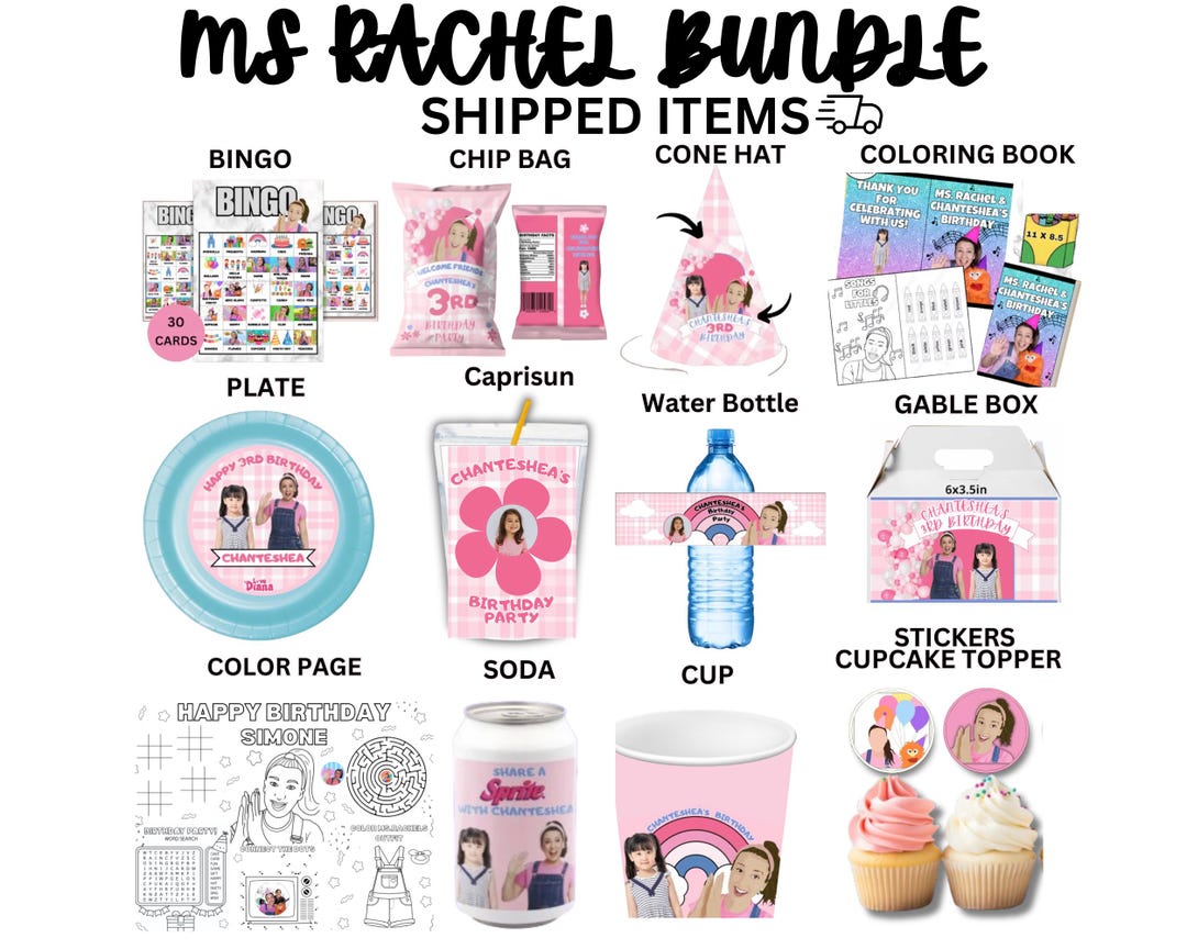 Ms Rachel Birthday Party Bundle | Miss Rachel Party Pack | Rachel Party ...