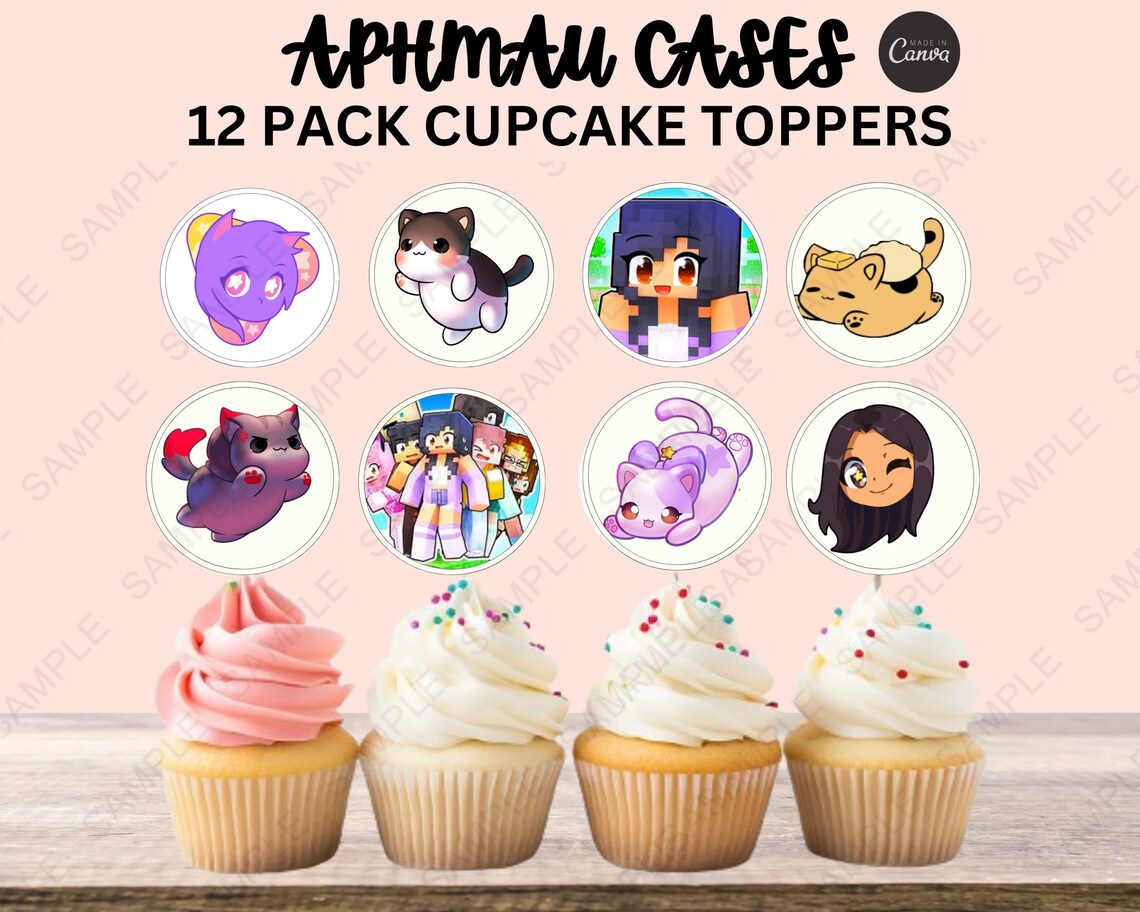 Aphmau Birthday Party Cupcake Toppers | Kawaii Kitties Party Favor ...