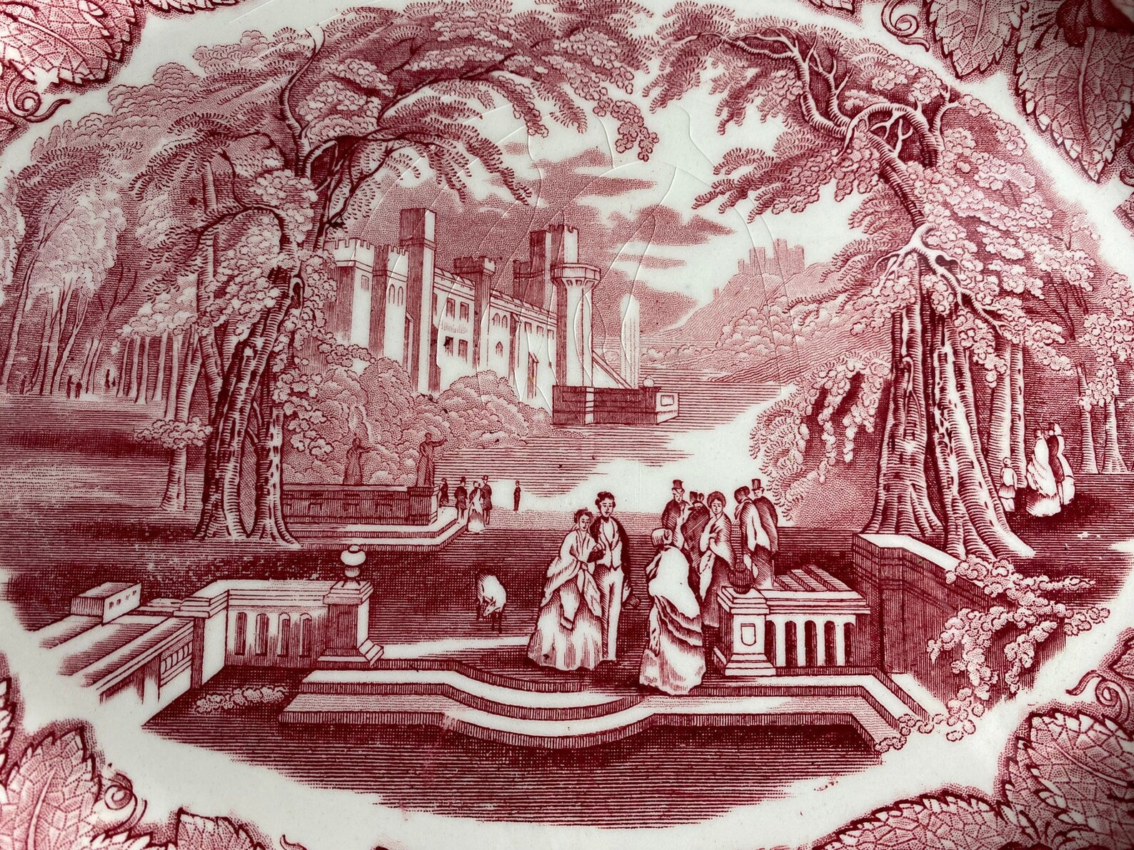 Masons Vista Pink Red Large 15 Platter Tray English Ironstone Gadroon ...